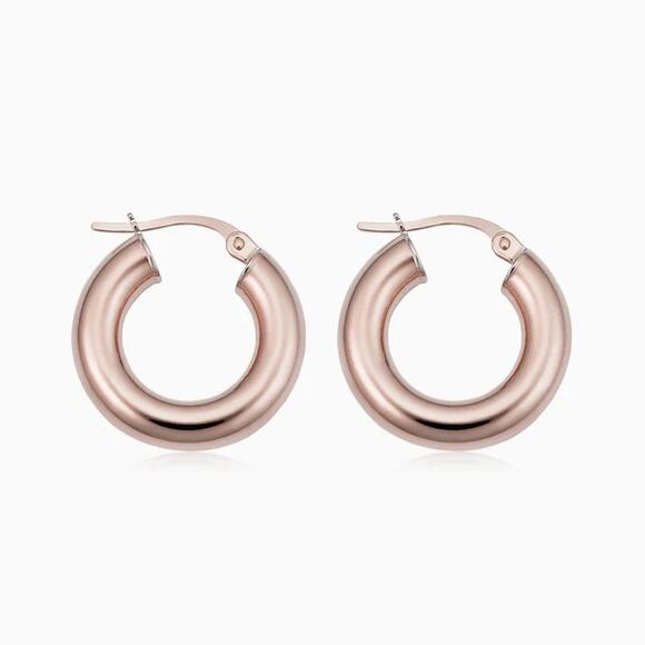Oradina | Jewelry | 4k Genuine Rose Gold Italian Bold Huggie Hoops ...